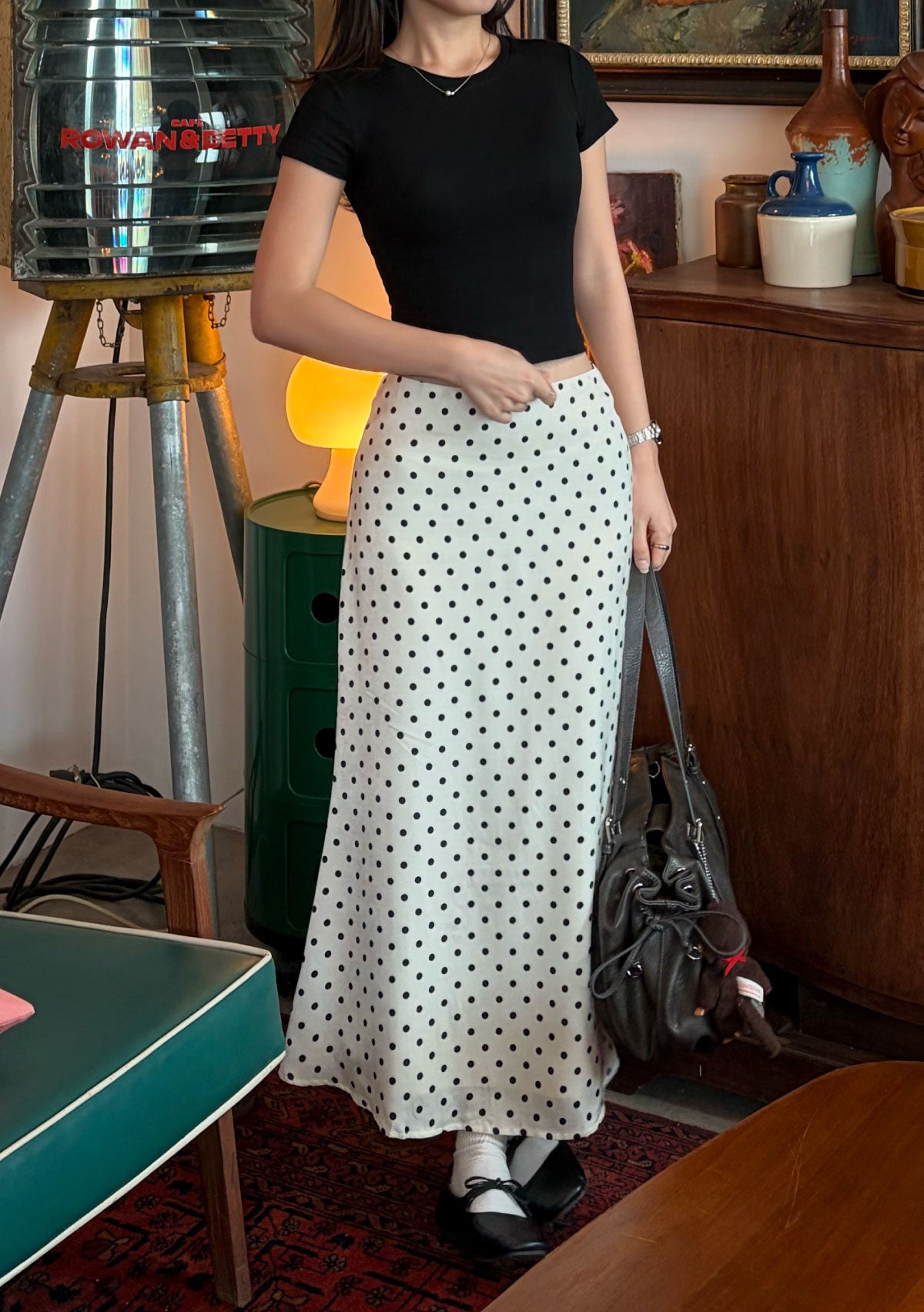 Marilyn Bias Cut Midi Skirt (Polka Dot) – The Tinsel Rack