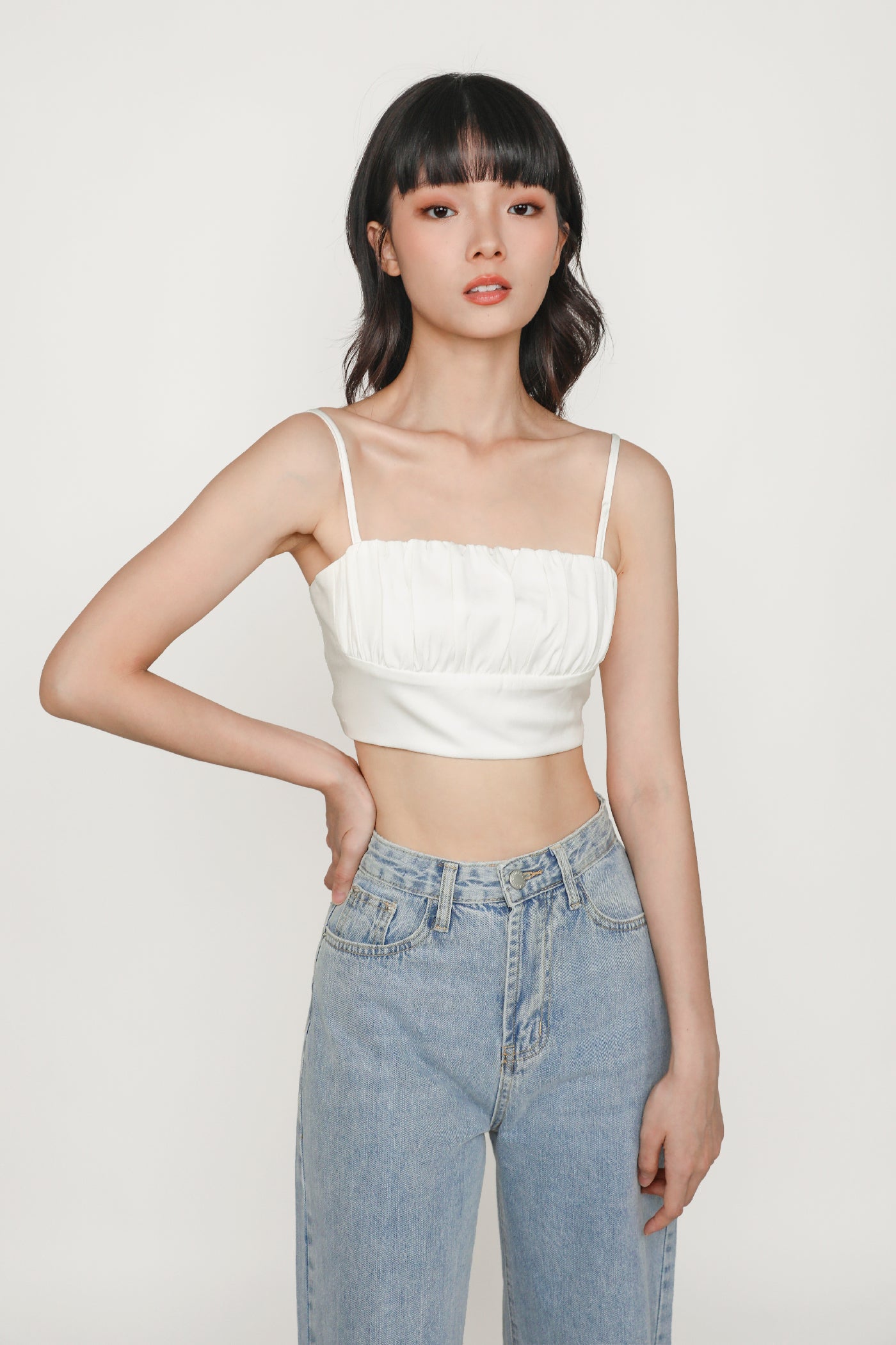 Luisa Ruched Crop Spag Top – The Tinsel Rack